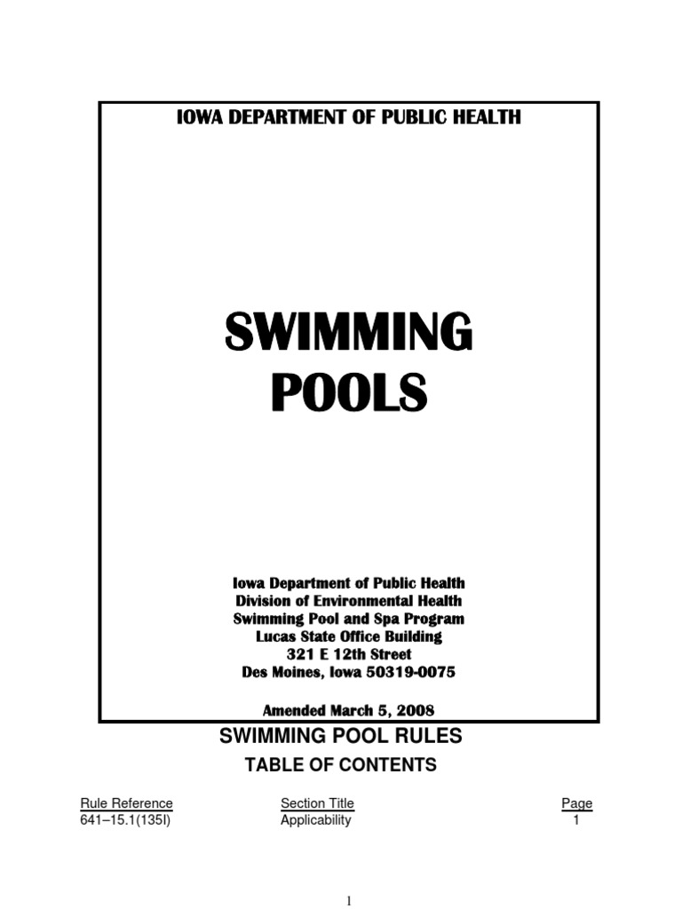 Swimming Pool Rules 2008 | PDF | Stairs | Swimming Pool