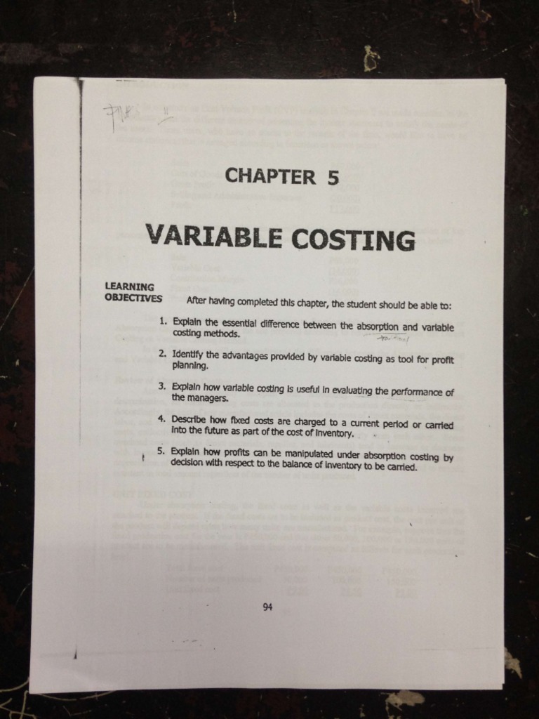 Chapter 5 Variable Costing PDF | PDF