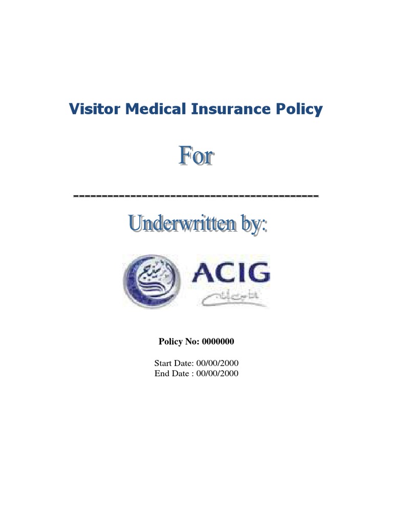 Visitor Medical Insurance Policy - ACIG - 2 | PDF