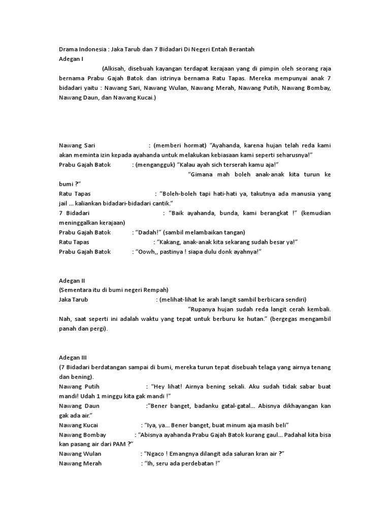 Jaka Tarub dan 7 Bidadari | PDF | Griya & Taman