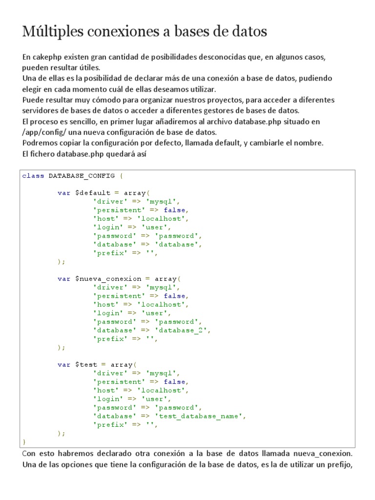 Múltiples Conexiones A Bases de Datos | PDF | Bases de datos | Informática