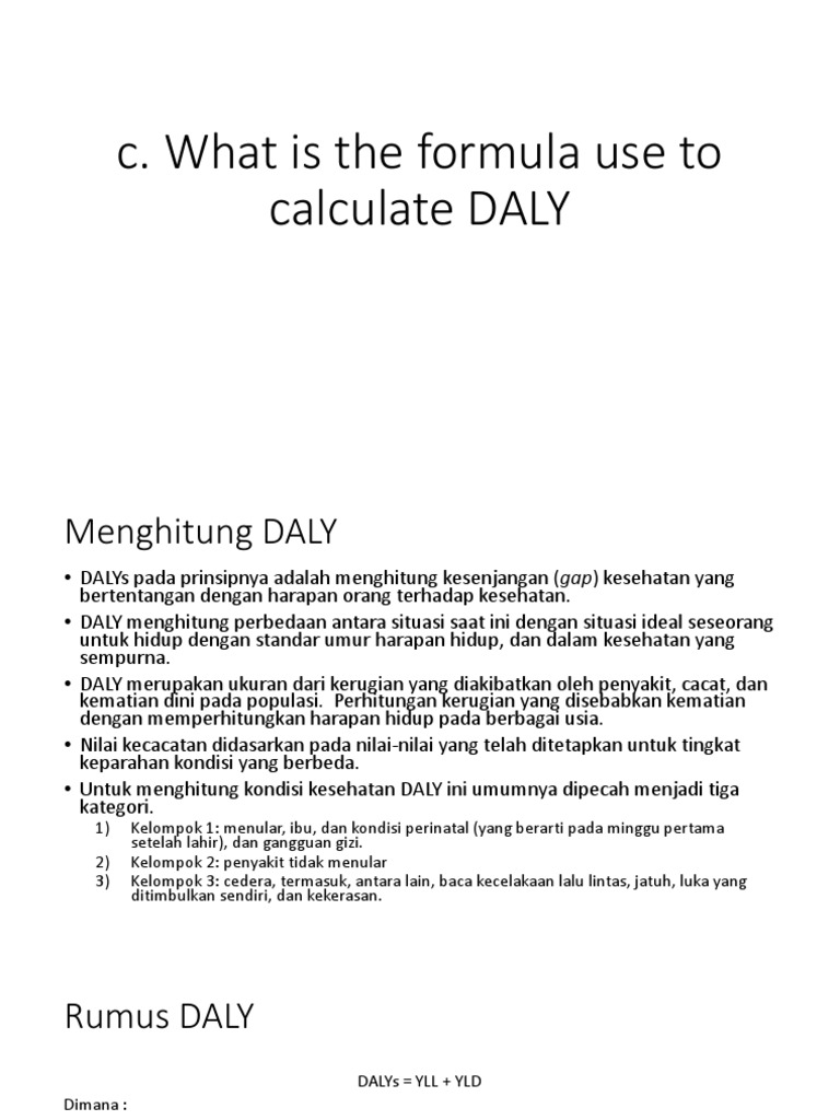 What Is The Formula Use To Calculate DALY | PDF | Pengembangan Diri ...