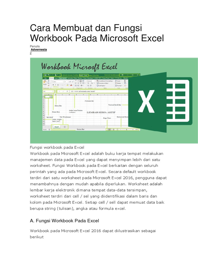 Cara Membuat Dan Fungsi Workbook Pada Microsoft Excel | PDF