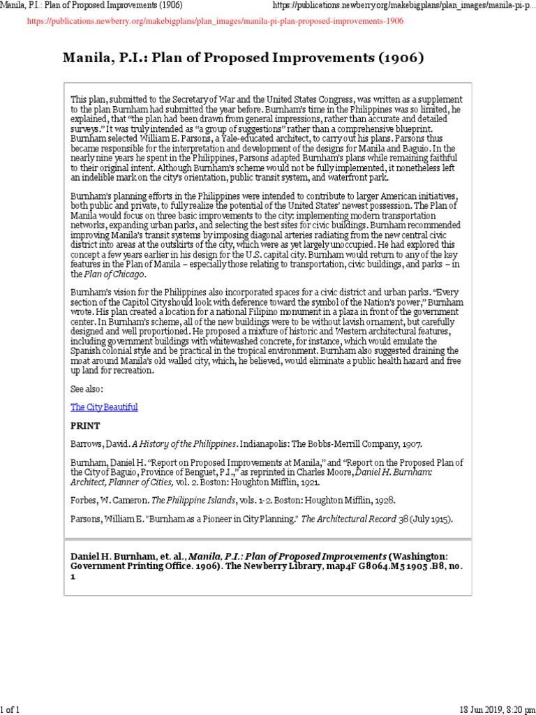 Implementing Modernization and Urban Planning in Manila: Daniel Burnham ...