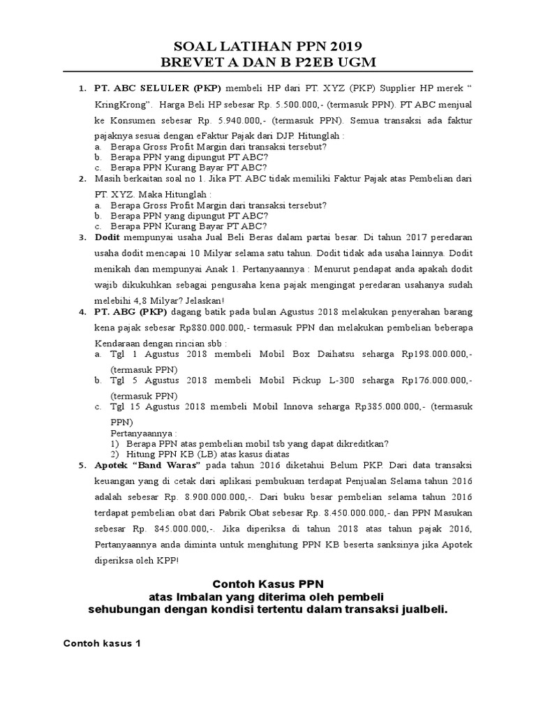 Soal Latihan PPN 2019 | PDF