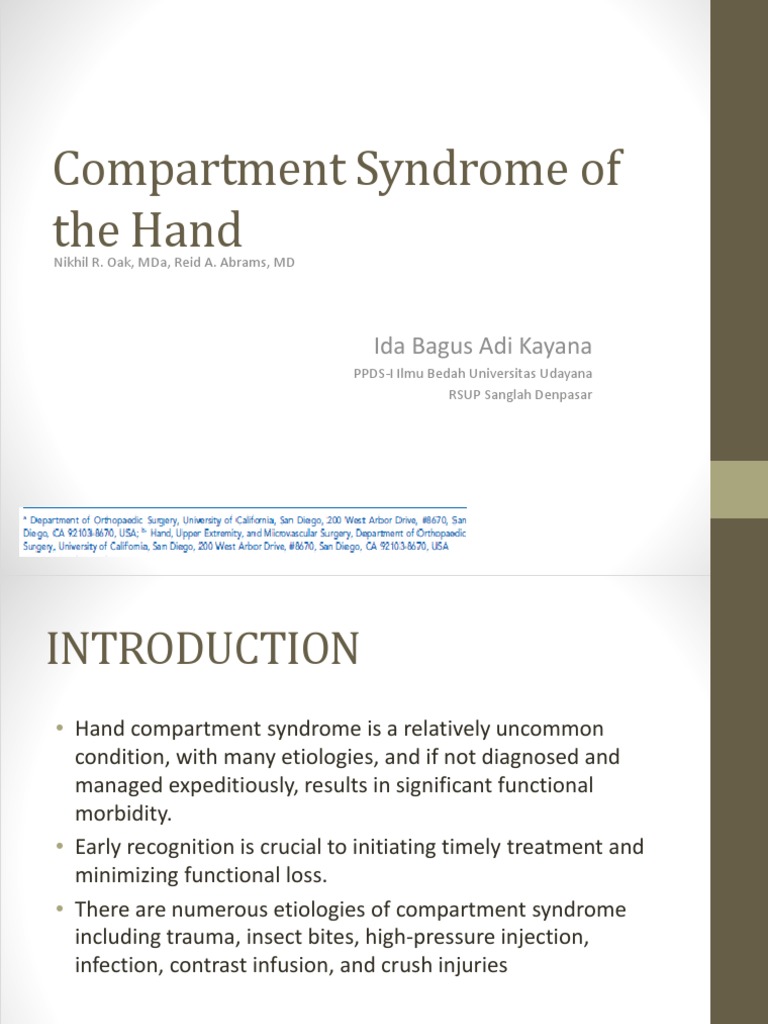Compartment Syndrome of Hand | PDF | Hand | Finger