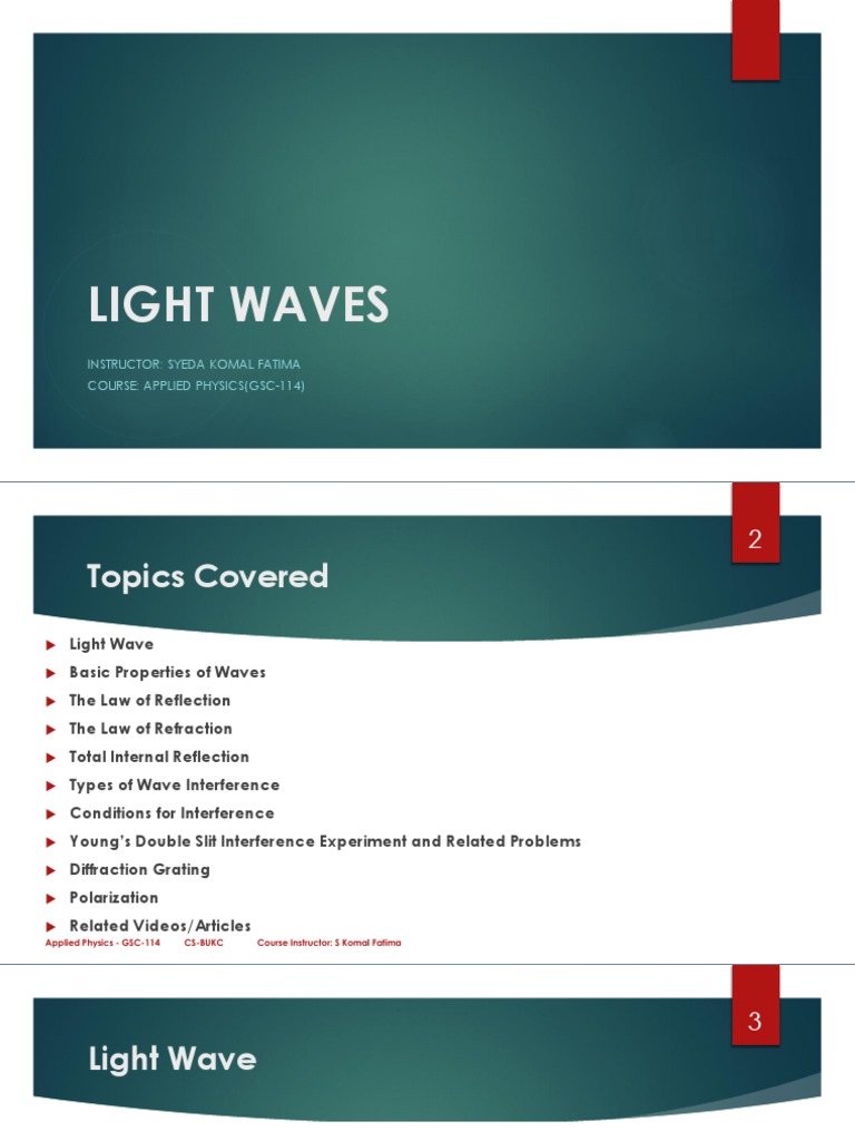 Light Wave | PDF | Wavelength | Refraction