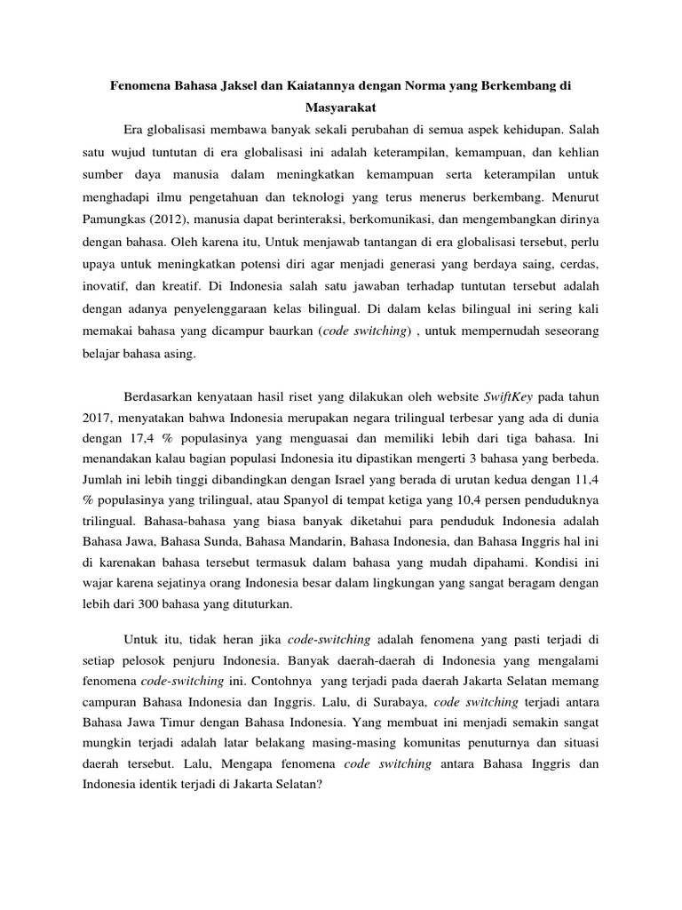 Pembahasan Tentang Bahasa Gaul Jaksel | PDF | Seni & Disiplin Bahasa