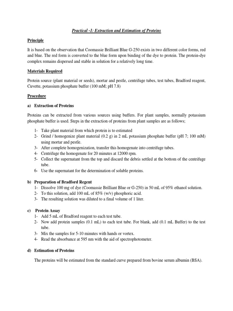 3 - Practical-3 - Extraction and Estimation of Proteins | PDF