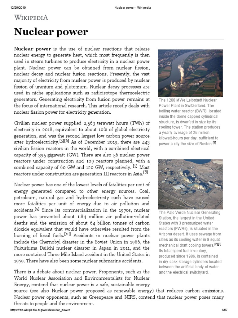 Nuclear Power | PDF | Nuclear Power | Nuclear Reactor