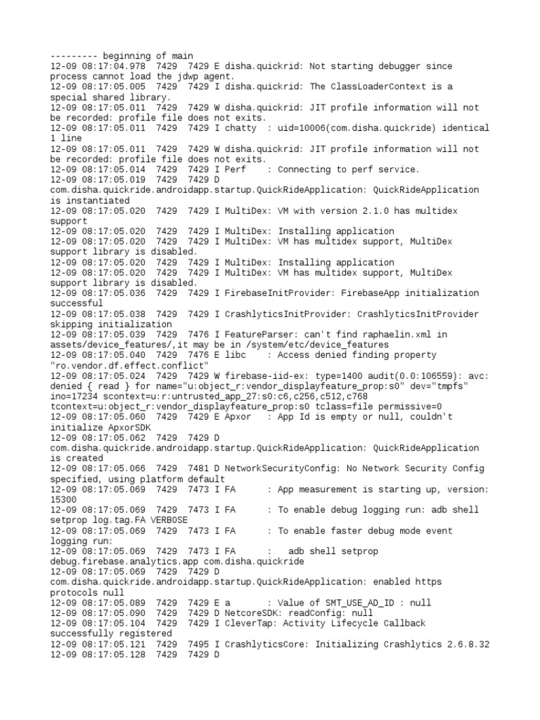 QuickRide Logcat | PDF | Software | Computing