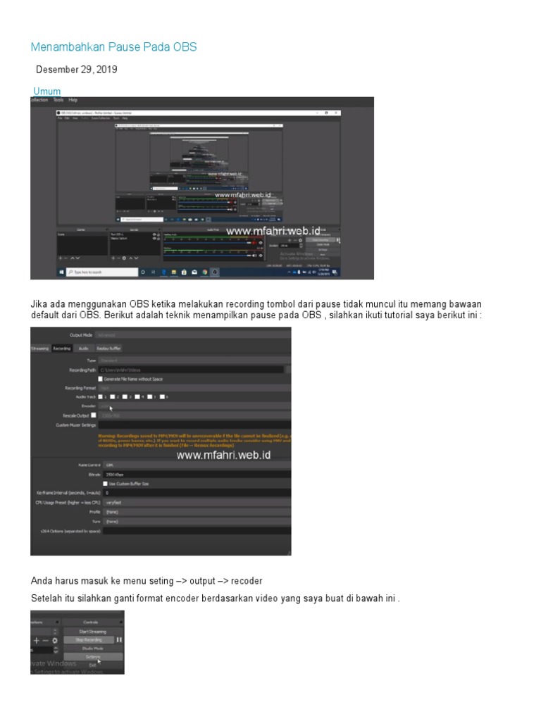 Menampilkan Pause Pada OBS | PDF