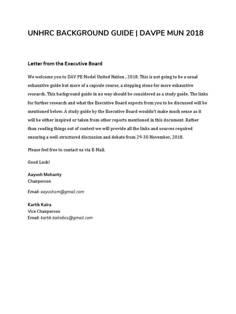 Unhrc Background Guide - Davpe Mun 2018 | Download Free PDF | Capital ...