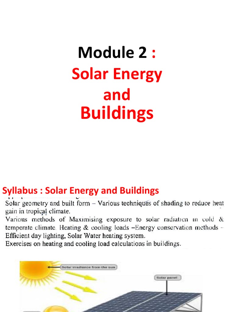 Module 2 Solar Energy and Buildings-1 | PDF | Solar Energy | Building ...