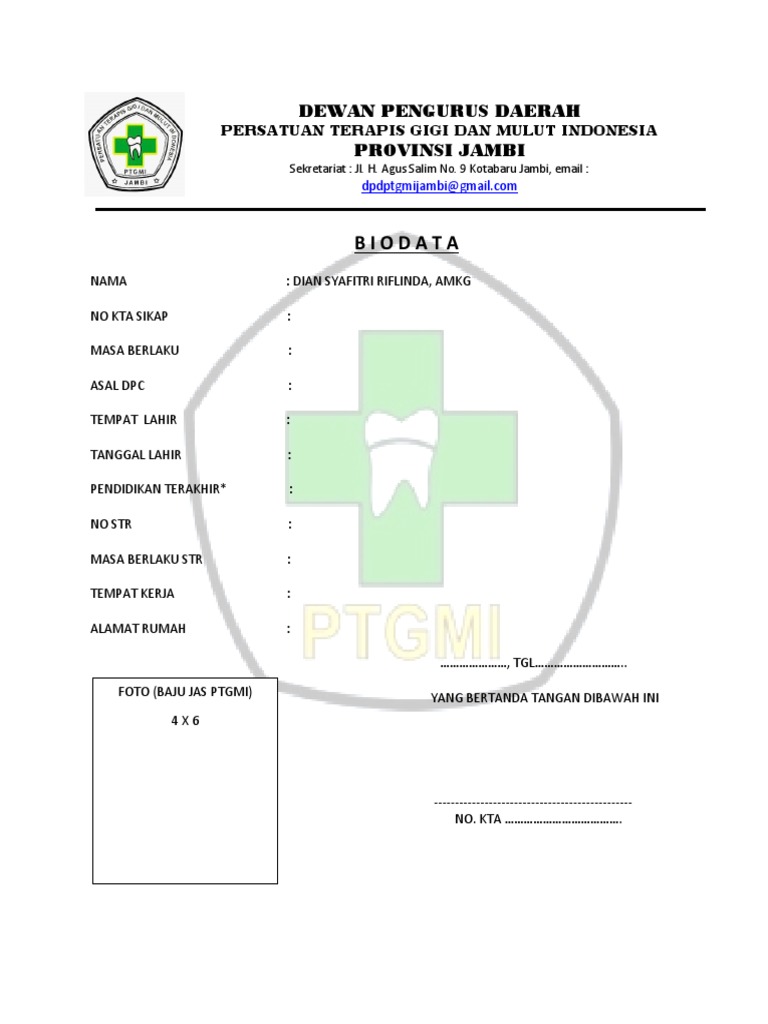 BIODATA PTGMI New Dian | PDF