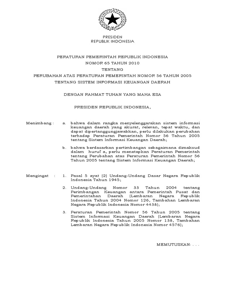 PP 65 Tahun 2010 | PDF