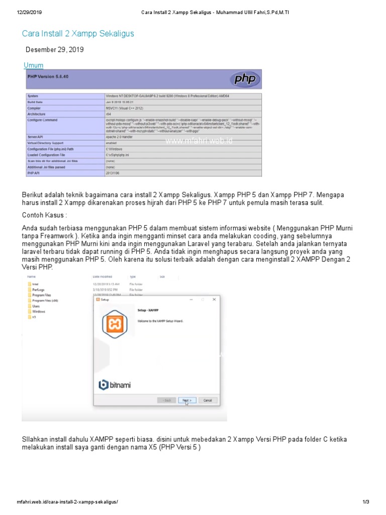 Cara Install 2 Xampp Sekaligus (PHP 5 Dan PHP 7) | PDF