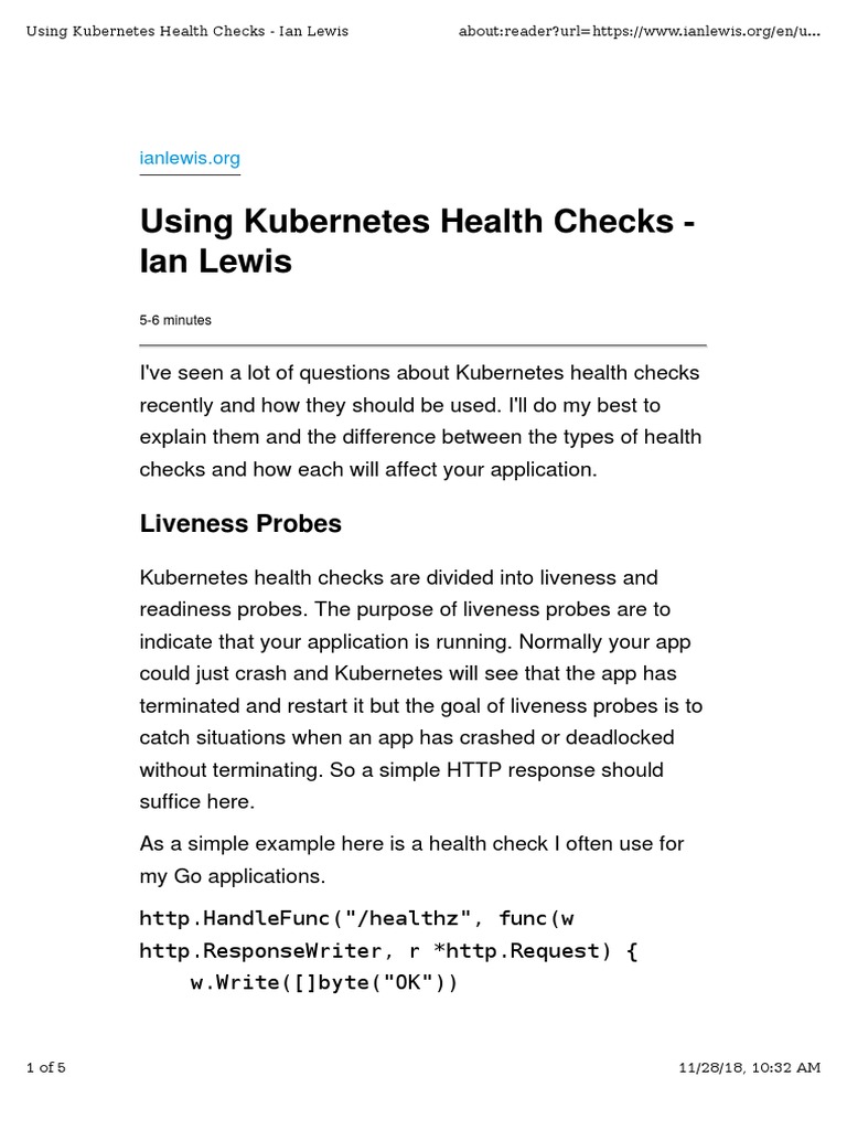 Kubernetes - Health Checks | PDF | Information Technology Management ...