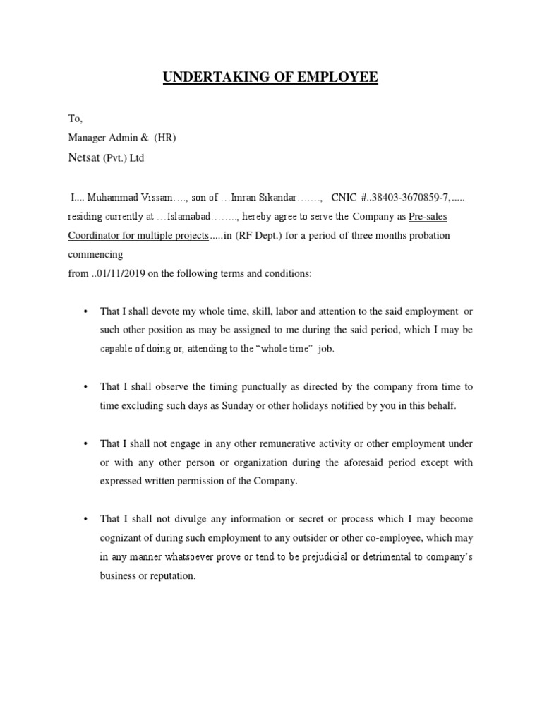 Undertaking of Employees | PDF | Employment | Government