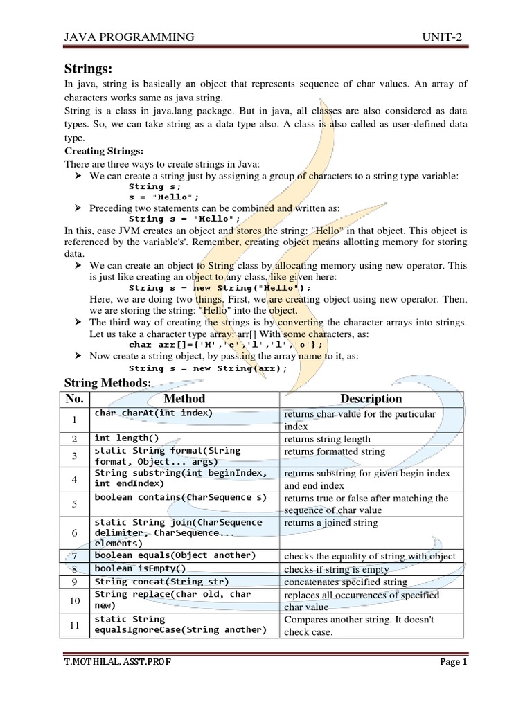 JAVA UNIT-2 Notes | PDF | Constructor (Object Oriented Programming ...