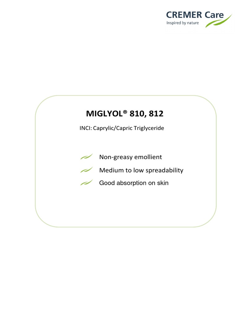 Miglyol 810 812 TDS | PDF | Cosmetics | Fatty Acid