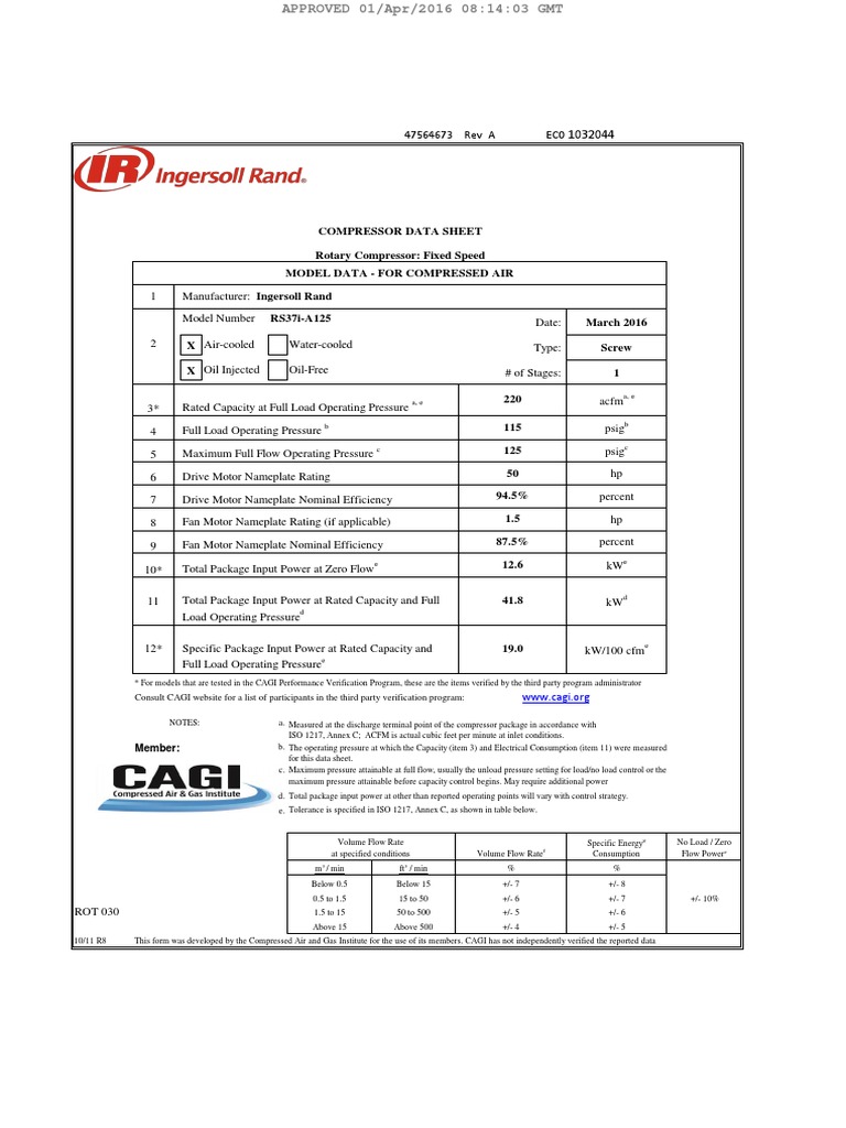 CAGI RS37i-A125 | PDF | Machines | Energy Technology