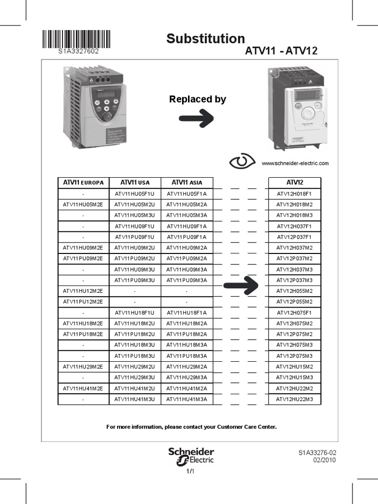 ATV11 IS Substitution ATV11-ATV12 S1A33276 02 PDF | PDF