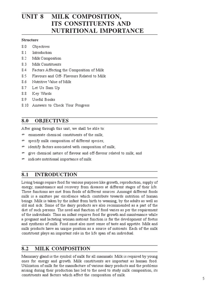 Milk Composition | PDF | Milk | Hydrolysis