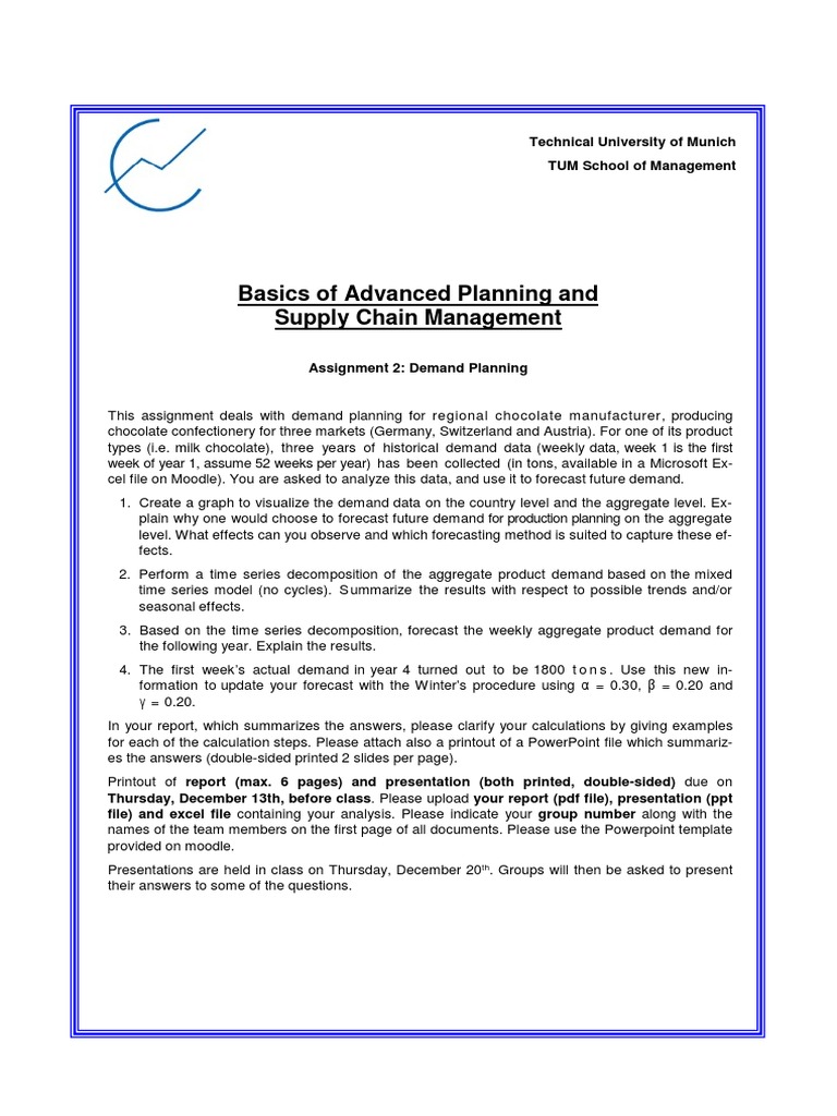 Basics of Advanced Planning and Suuply Chain Management - Demand ...