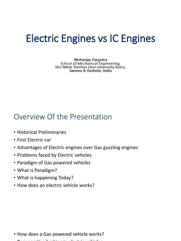 Electric Engines Vs IC Engines | PDF | Electric Vehicle | Vehicles
