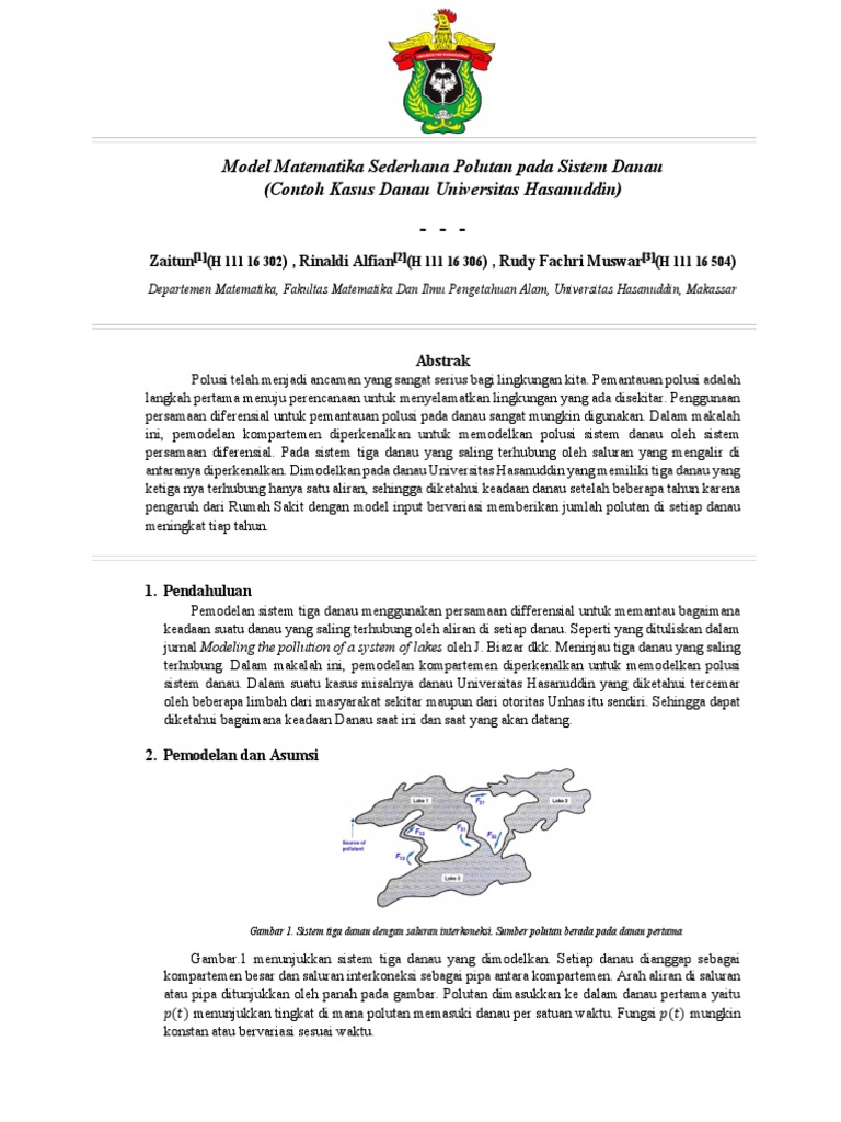 Model Polusi Tiga Danau Unhas | PDF