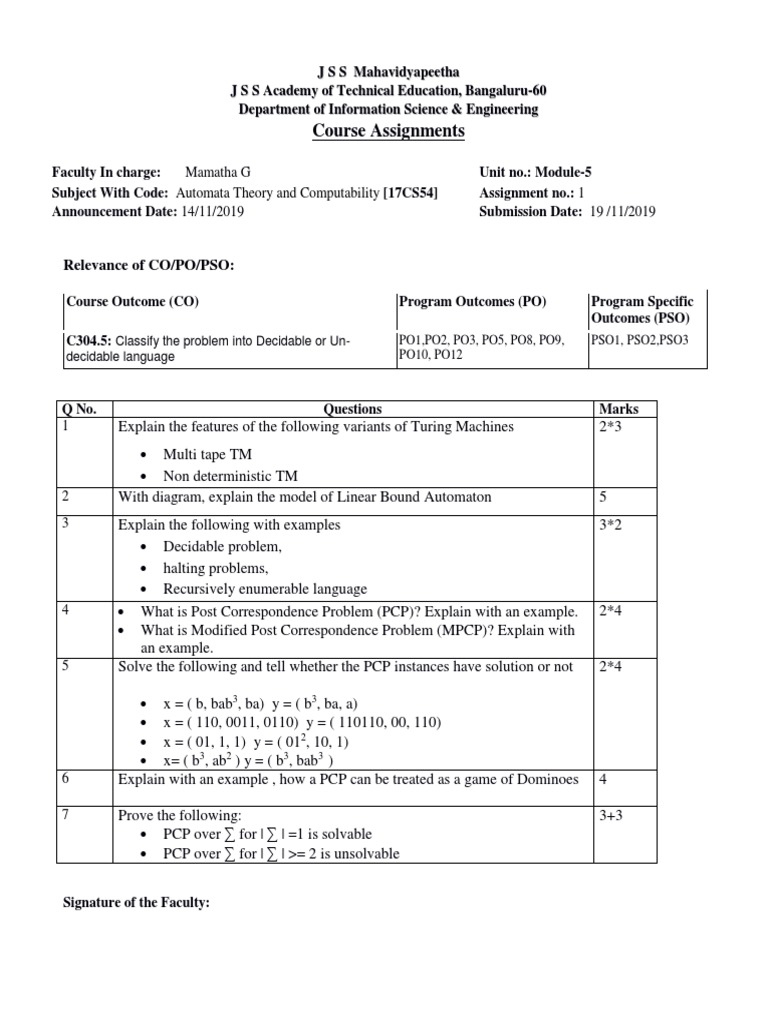 ATC 17CS54 Module 5 Assignment Qs | PDF | Time Complexity | Computer Engineering