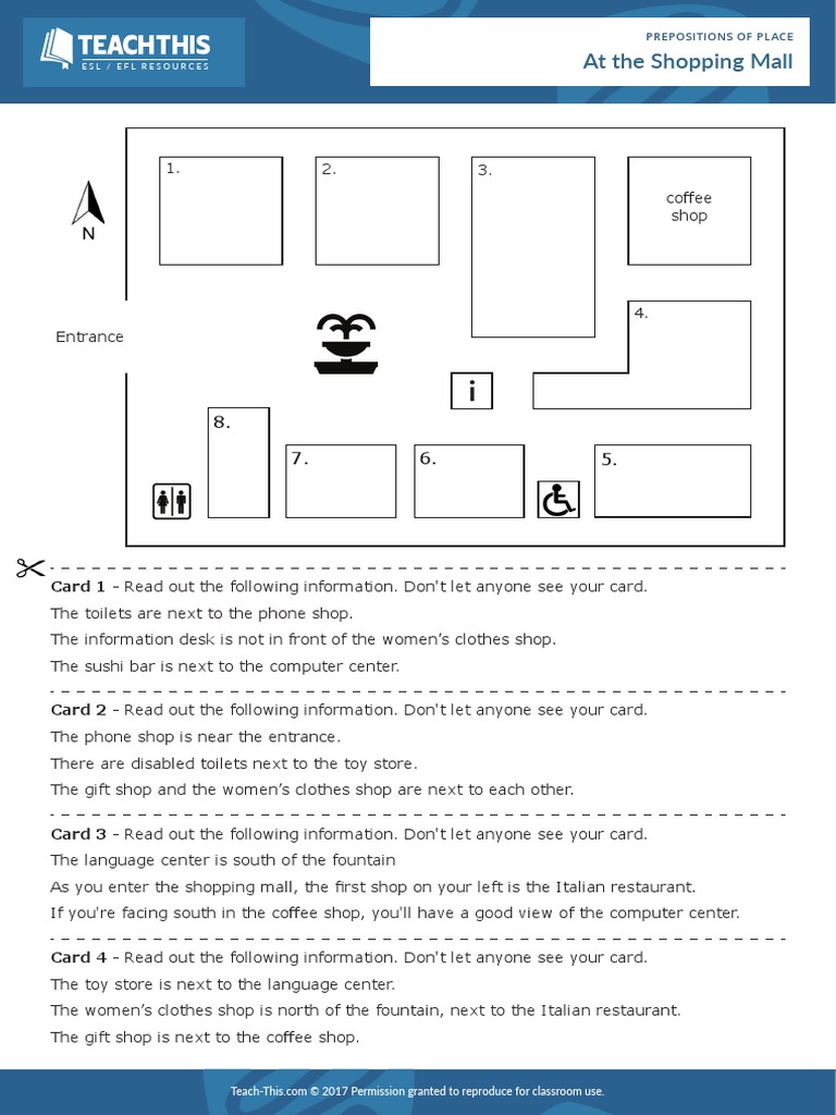 At The Shopping Mall ESL Activity | PDF