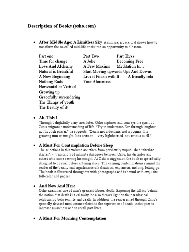 04 - Description of Books | PDF | Rajneesh | Zen