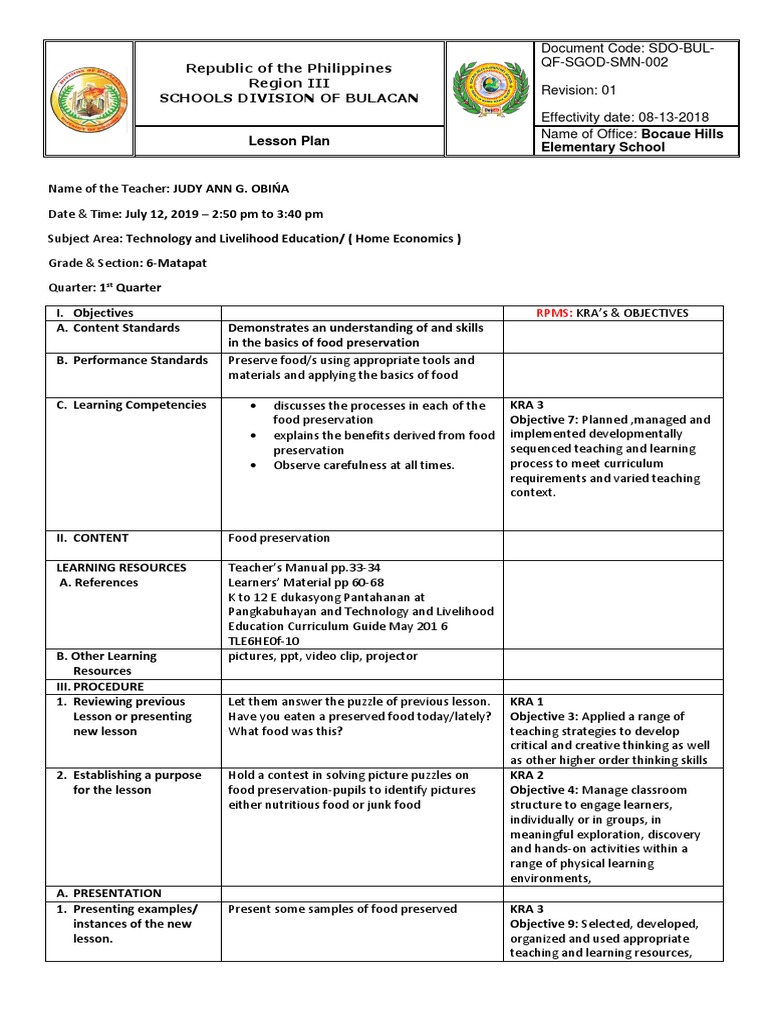 Cot Tle 6 | PDF | Curriculum | Learning