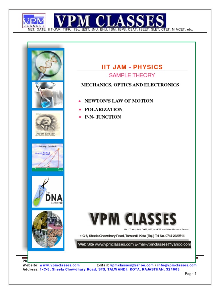 VPM Classes - Free Sample Theory - Iit Jam Physics PDF | PDF | P–N Junction | Polarization (Waves)