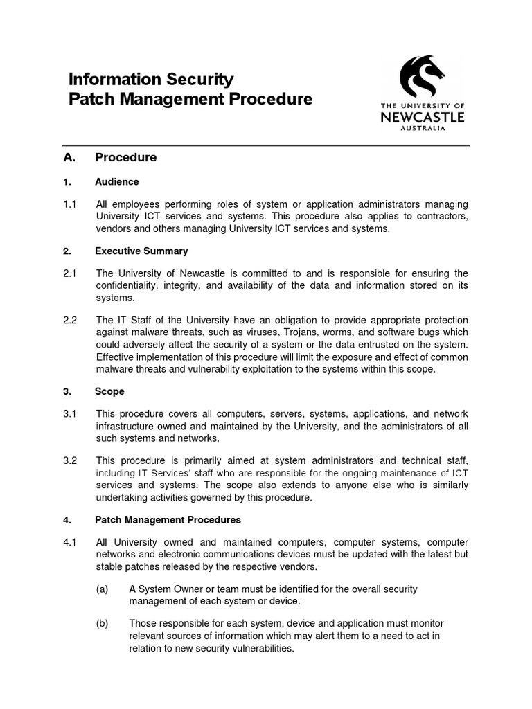 Information Security Patch Management Procedure | PDF | Information ...