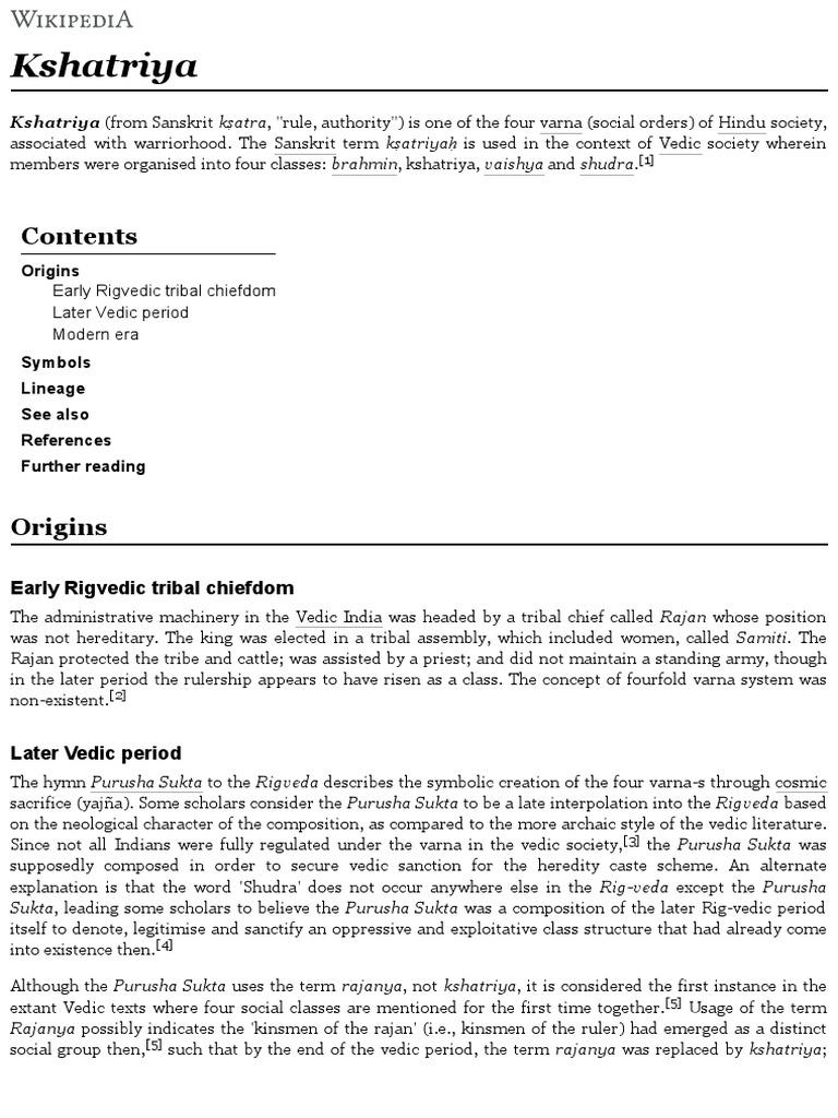 Kshatriya - Wikipedia | PDF | Ancient India | Indian Religions