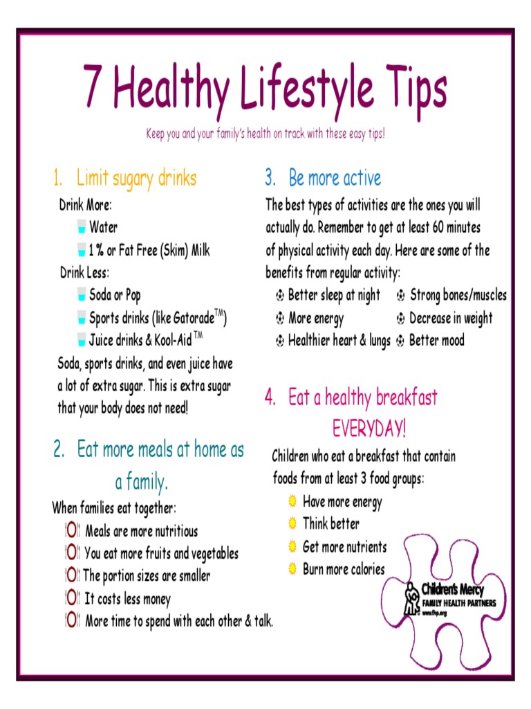 7 Healthy Lifestyle Tips PDF | PDF | Vegetables | Soft Drink
