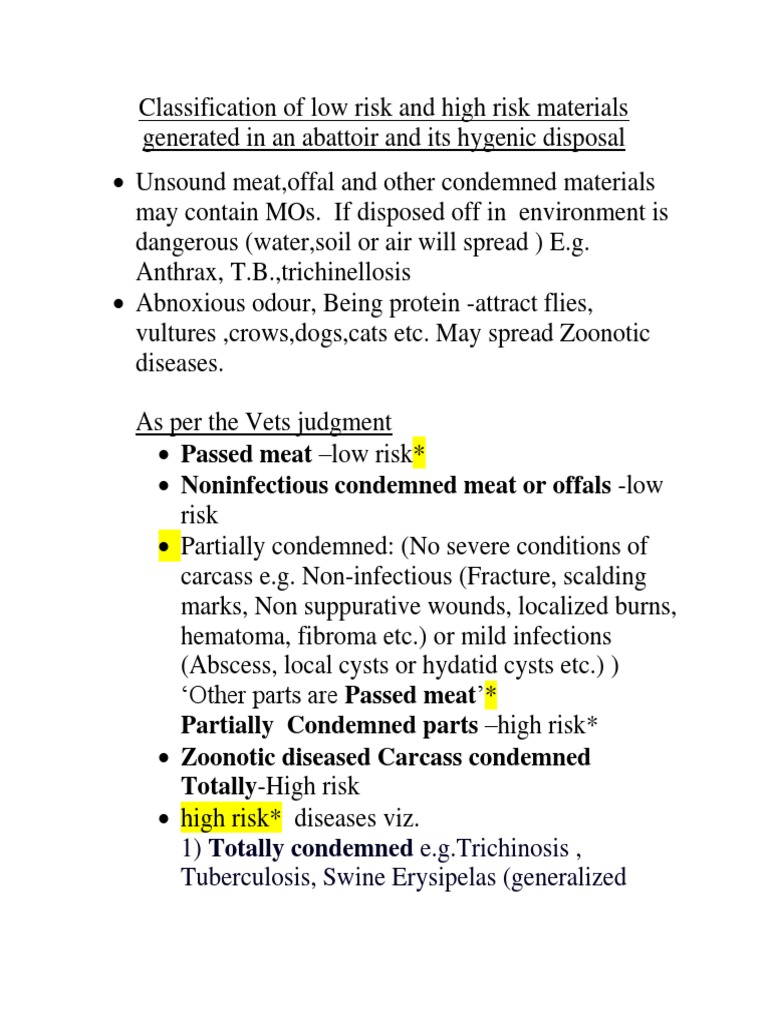 Classification of Low Risk and High Risk Materials Generated in An ...
