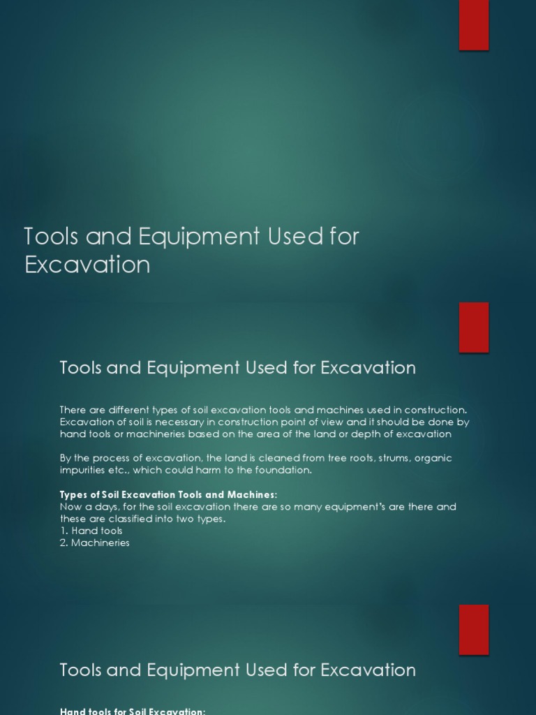 Excavation Tools | PDF | Equipment | Tools