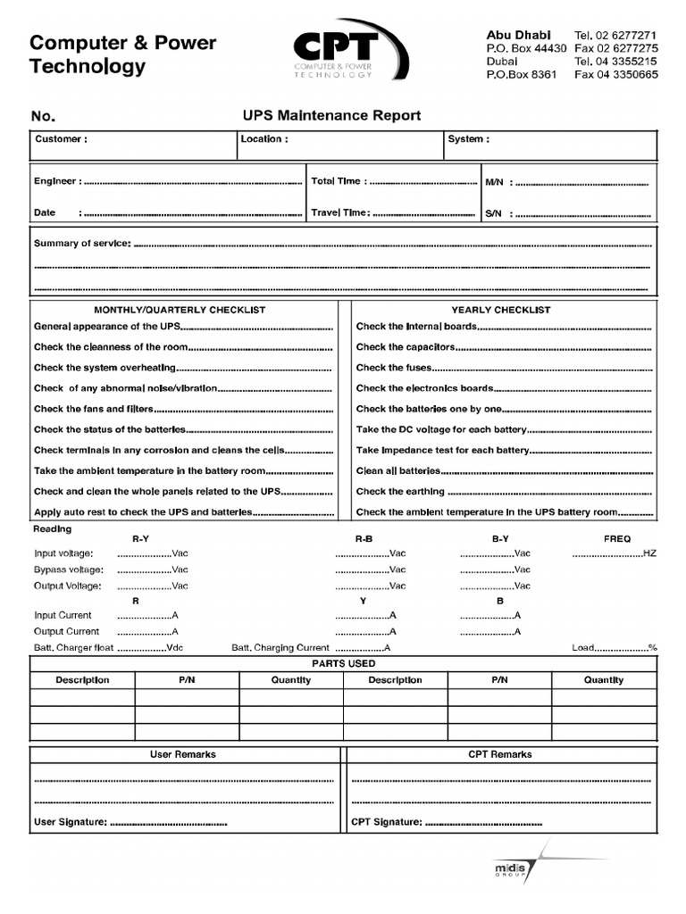 UPS Maintanance Report | PDF