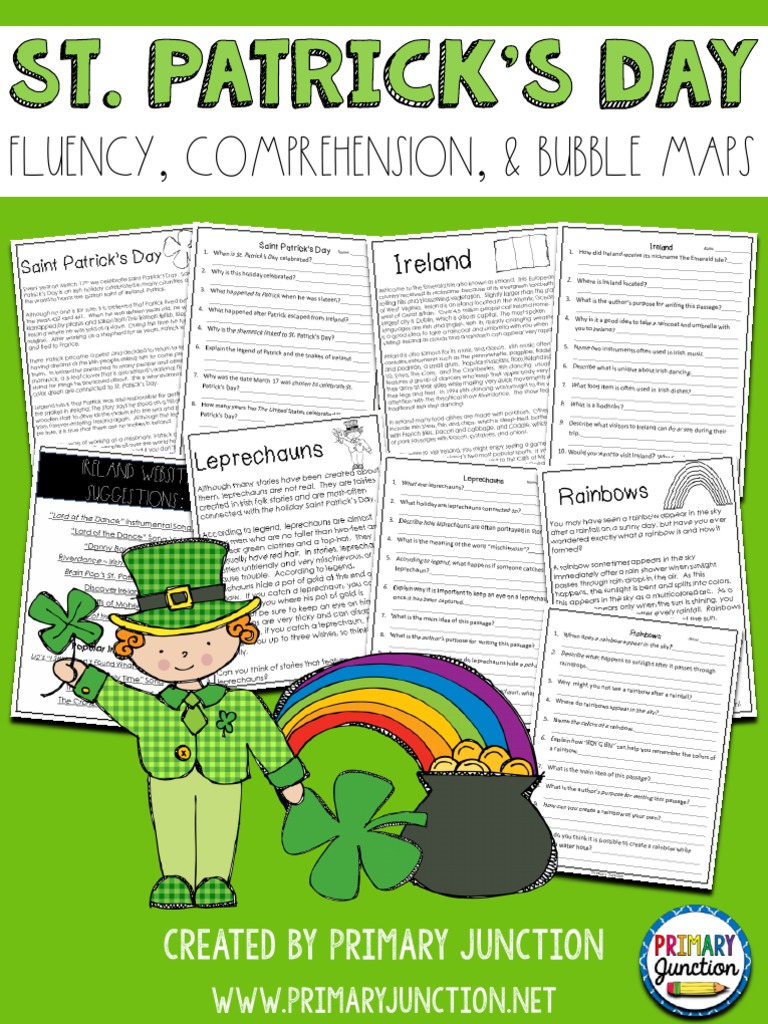 ST Patricks Day Fluency Comprehensionand Bubble Map Sheets | PDF ...