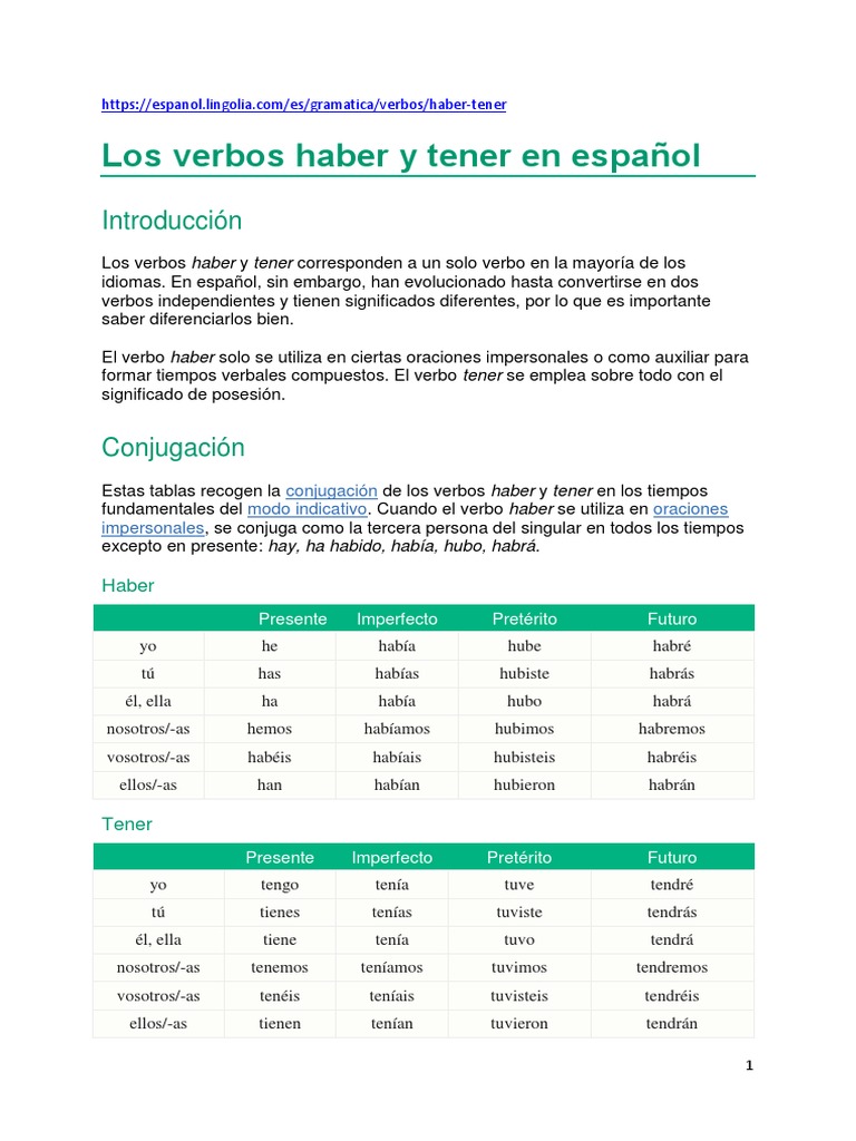 2 Haber y Tener | PDF | Verbo | Onomástica