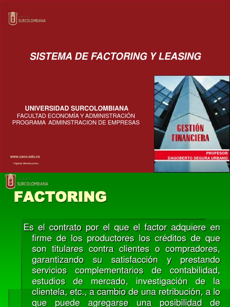 8a. Factoring y Leasing | PDF | Arrendamiento | Factoring (Finanzas)