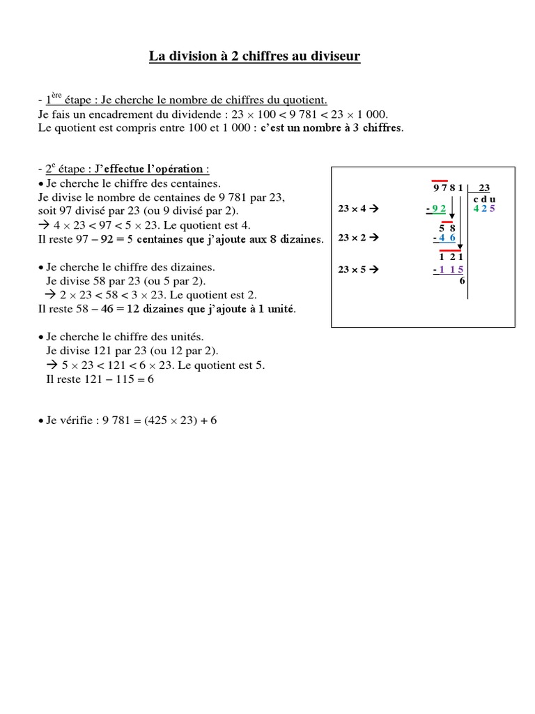 Division A 2 Chiffres Au Diviseur Site Ecole | PDF