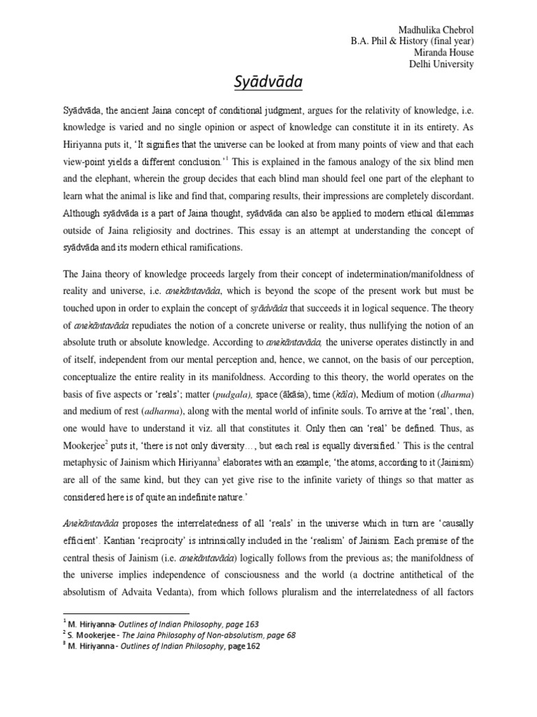 Syadvada | PDF | Truth | Epistemology