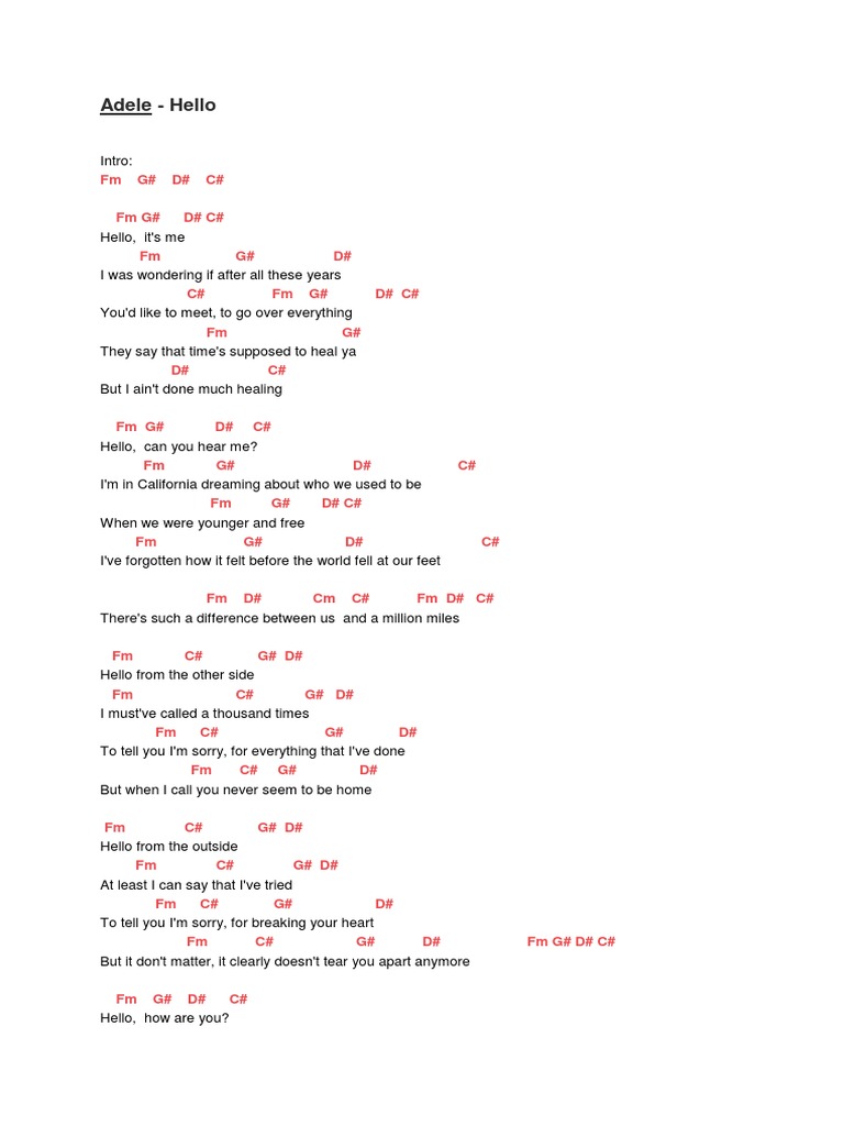 Adele - Hello | PDF