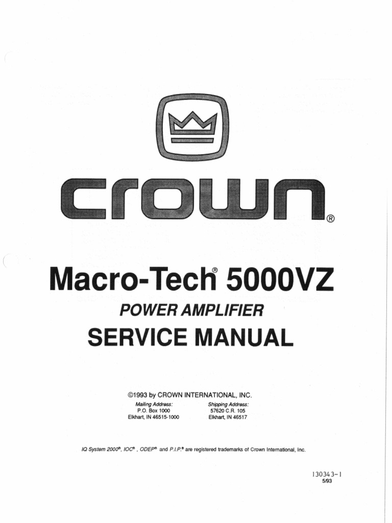 Crown Ma5000vz Service Manual | PDF