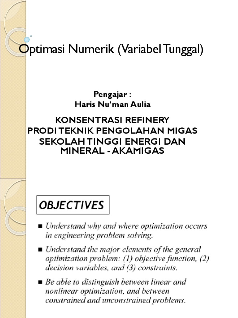 Optimasi Numerik (Variabel Tunggal) - 01 | PDF